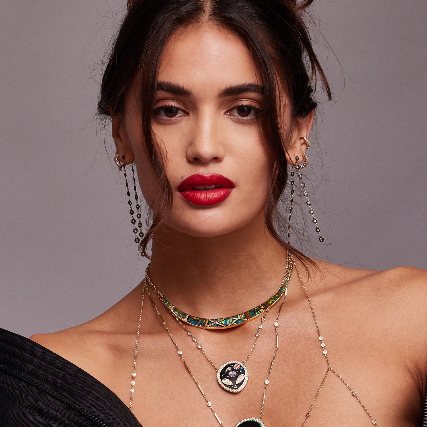 Pave Onyx + Pearl Alien Galaxy Inlay Necklace – Jacquie Aiche