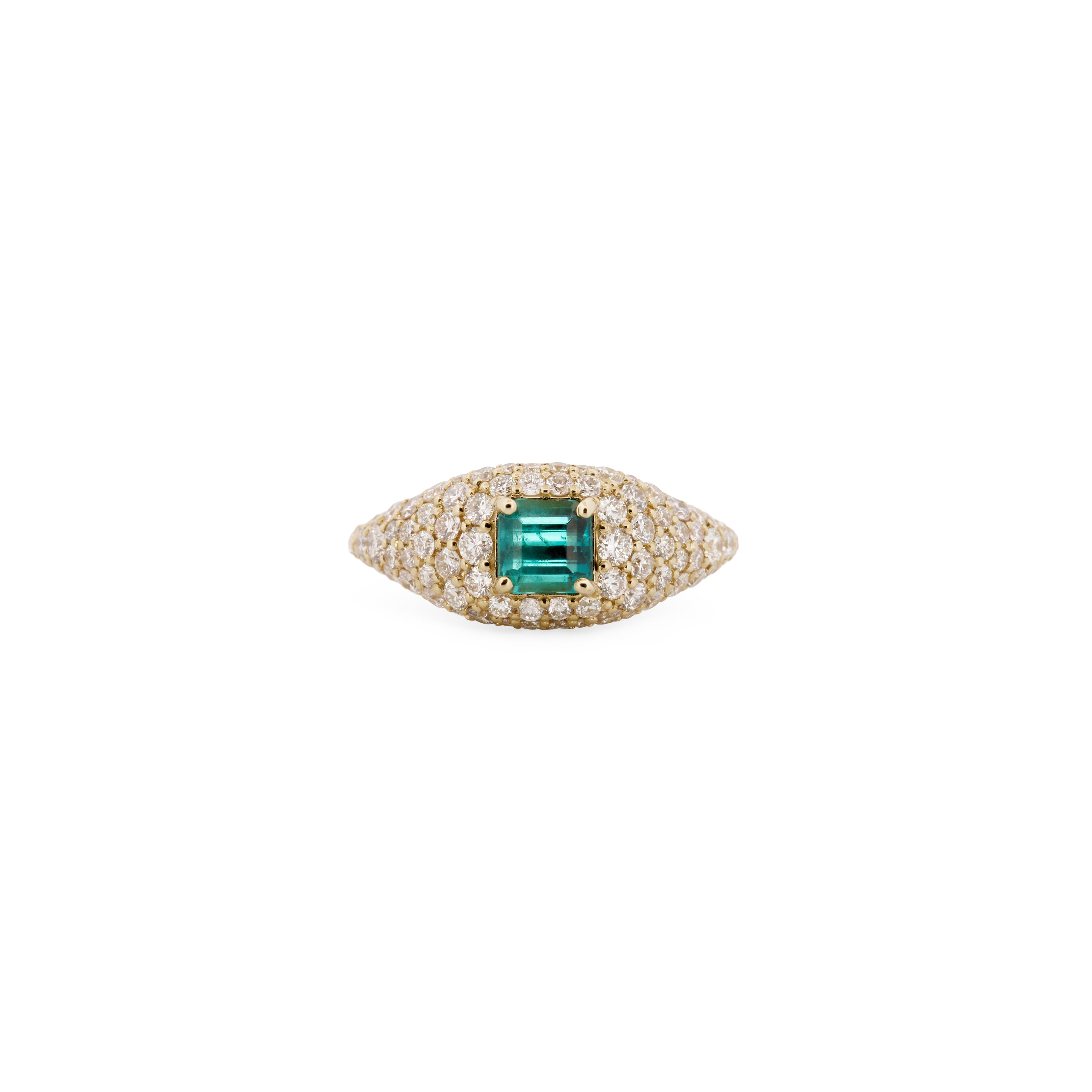 Pave Green Tourmaline Square Center Ring – Jacquie Aiche