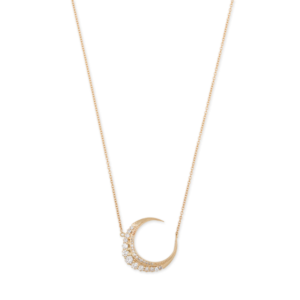 Mini Diamond Crescent Moon Necklace – Jacquie Aiche