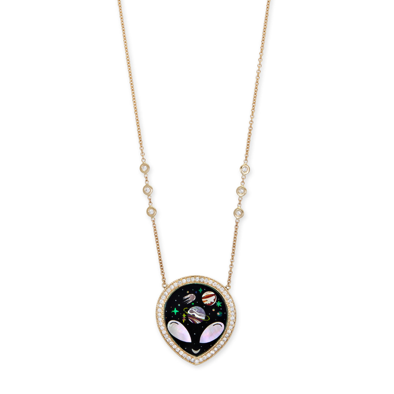 Pave Onyx + Pearl Alien Galaxy Inlay Necklace – Jacquie Aiche